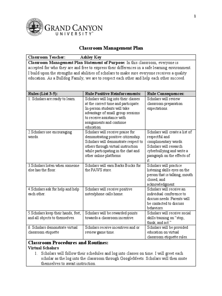 SPD 590 Classroom Management Form Portfolio | PDF | Classroom ...