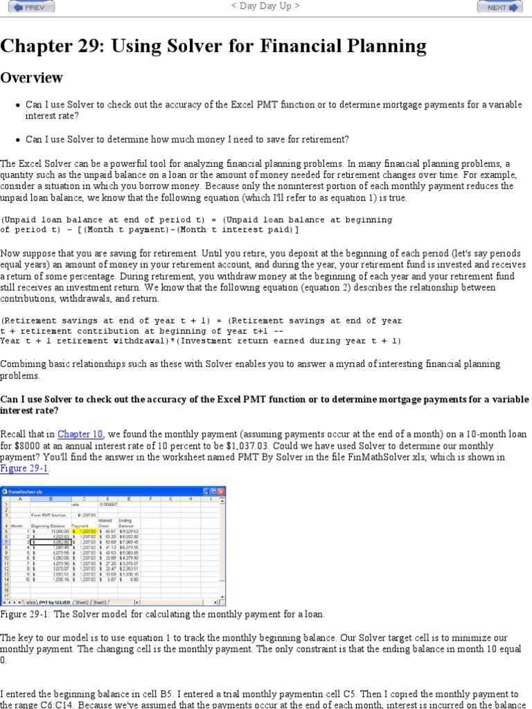 Using Solver For Financial Planning | PDF | Retirement | Mortgage Loan