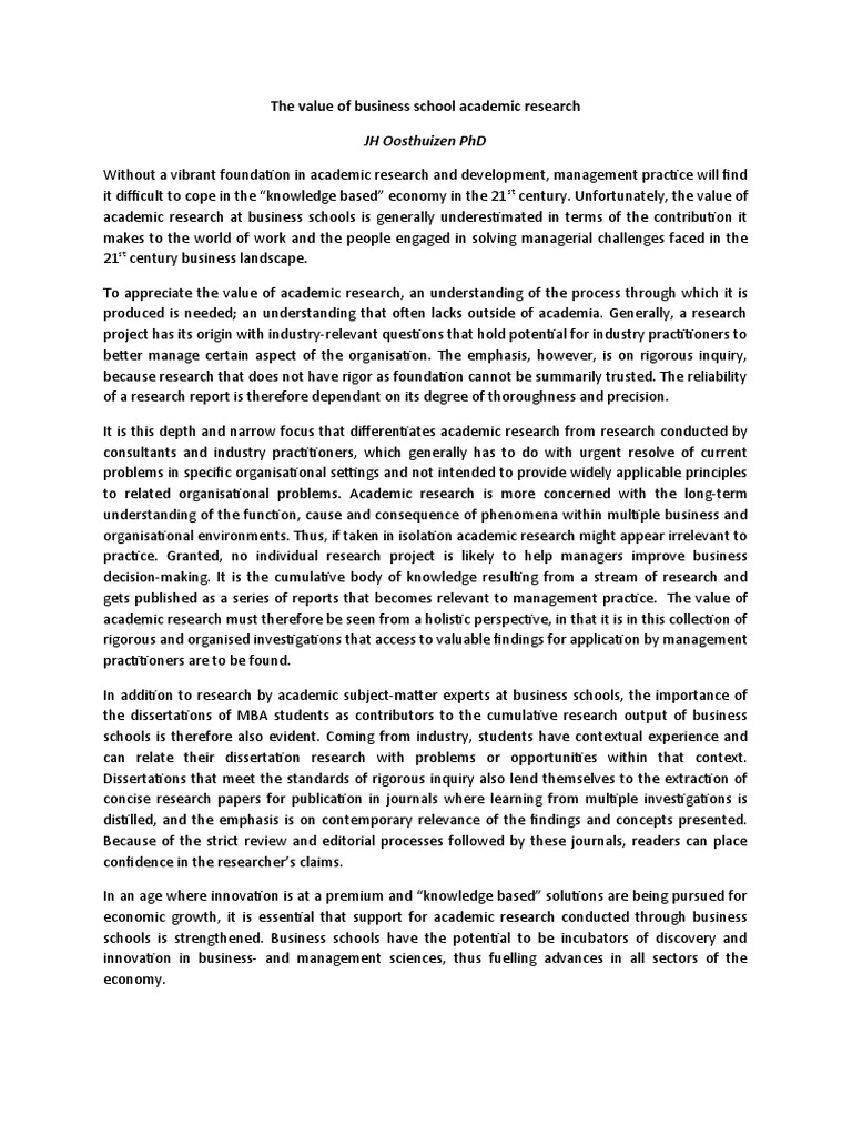 Value of Academic Research | PDF | Innovation | Academic Publishing
