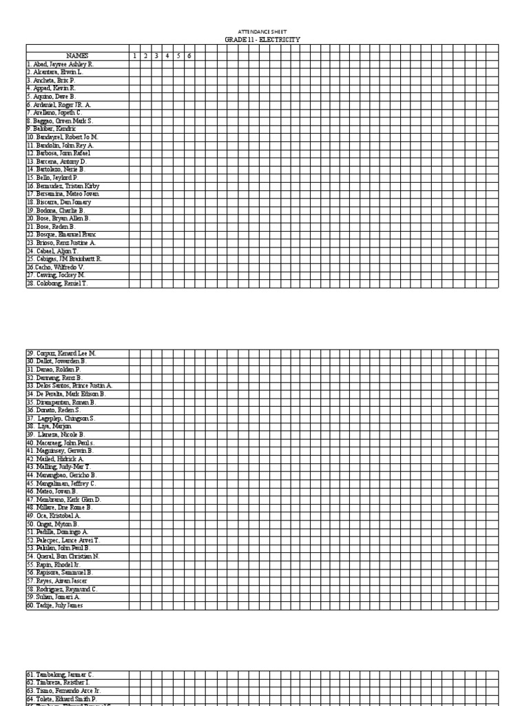 Attendance Senior | PDF