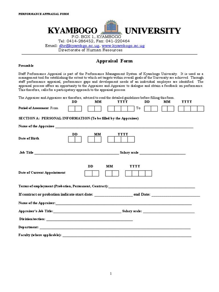 Performance Appraisal Form | PDF | Performance Appraisal | Competence ...