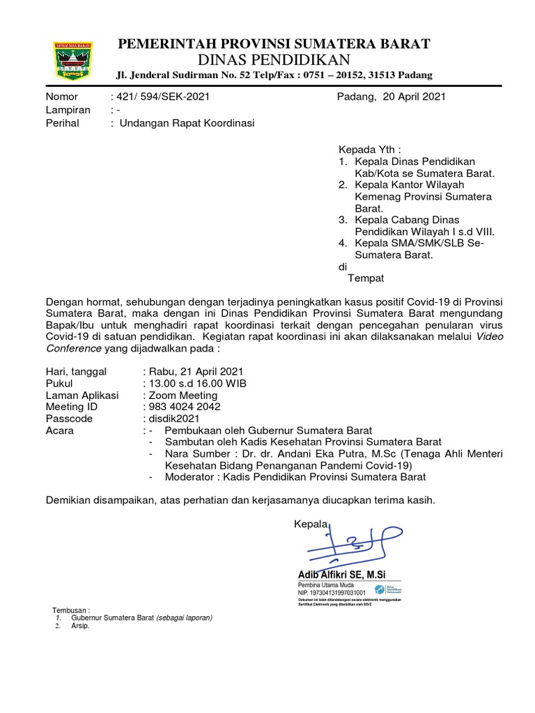 Tte Surat Undangan Rakor | PDF