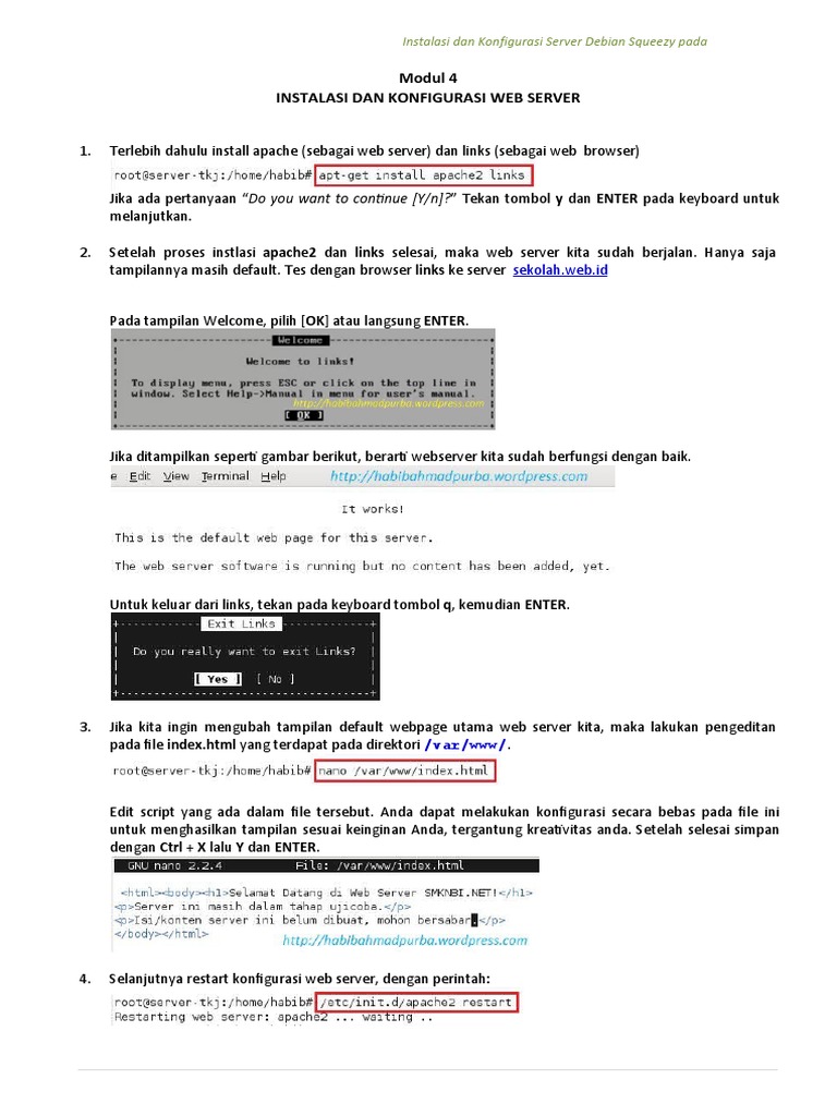 Modul 4 Instalasi Dan Konfigurasi Web Server Debian | PDF