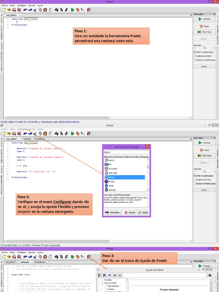 Interfaz de Pseint - Primeros Algoritmos PDF | PDF