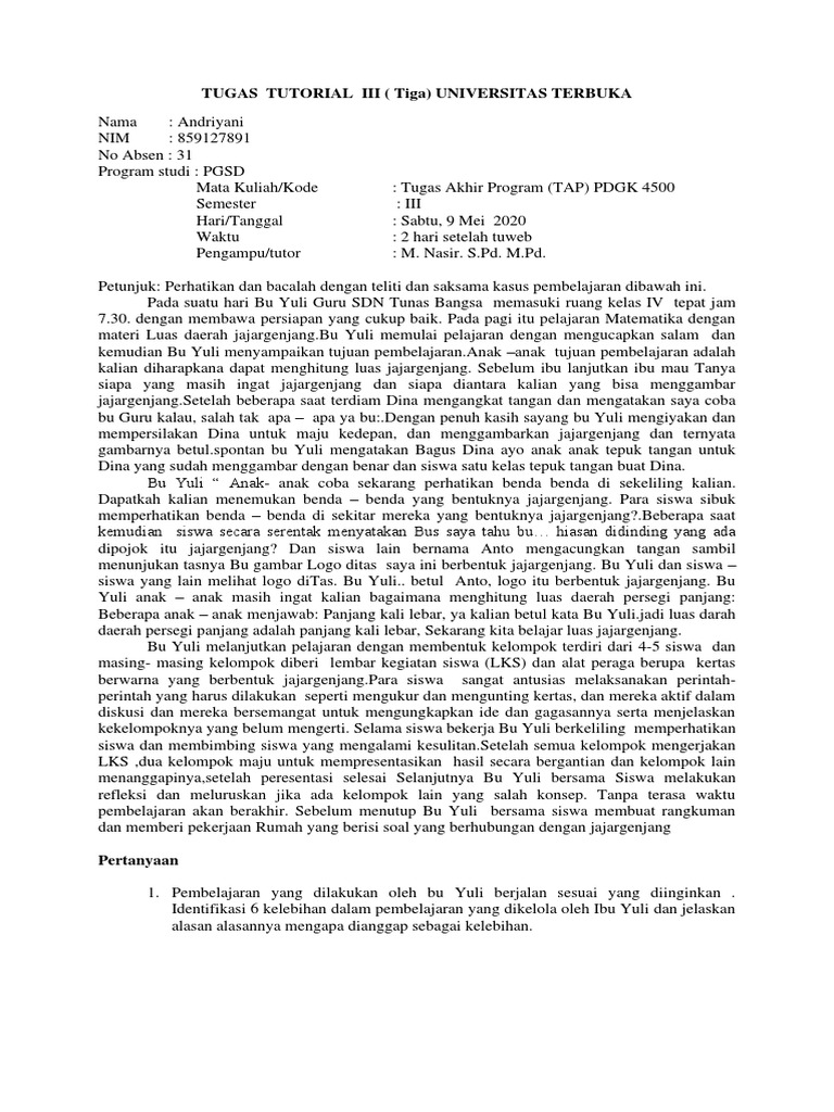 31 Andriyani PGSD TT3 TAP | PDF | Karier & Perkembangan | Kesehatan Holistik