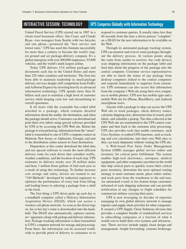 UPS Competes Globally With Information Technology | PDF | United Parcel ...