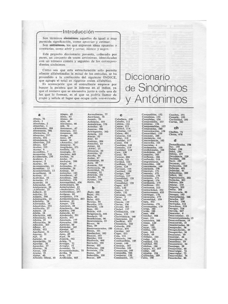 Diccionario de Sinonimos y Antonimos | PDF