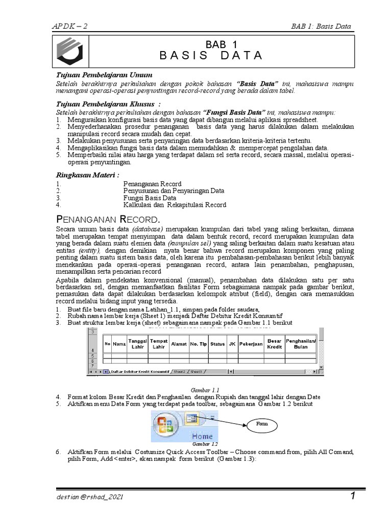BAB 1 Basis Data (Rev-2021) | PDF