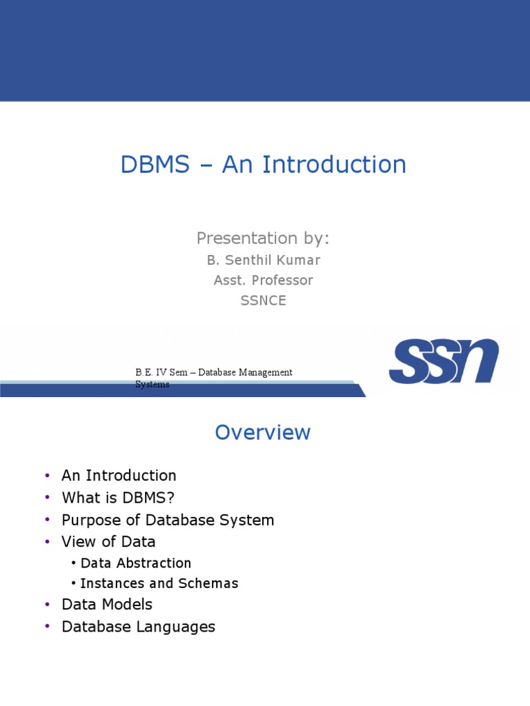DBMS - An Introduction: Presentation by | PDF | Conceptual Model | Data ...