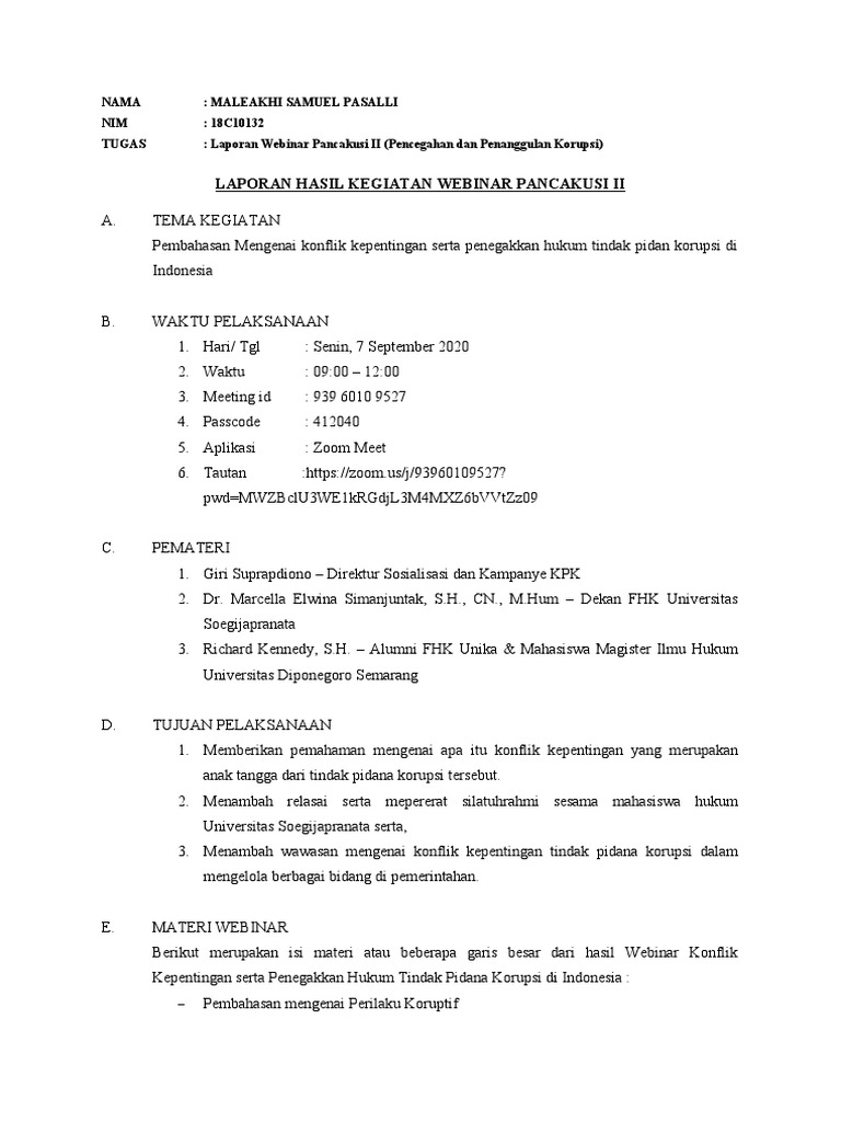 Laporan Hasil Kegiatan Webinar | PDF