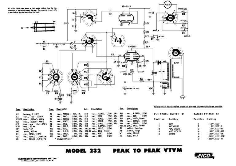 EICO VTVM 232 Schematics | PDF