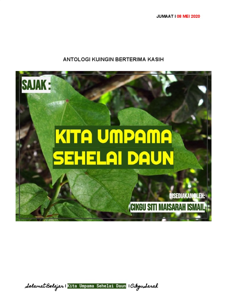 Kehidupan Ibarat Sehelai Daun | PDF | Seni & Disiplin Bahasa | Kajian ...
