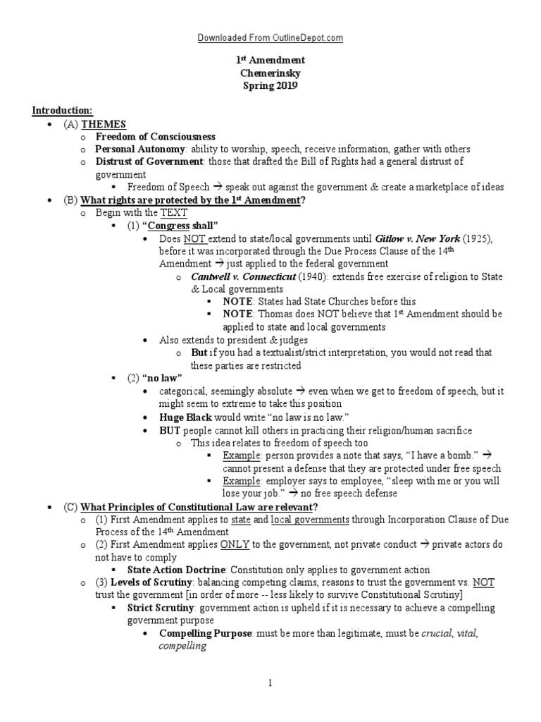 Chemerinsky FirstAmendment Spring 2019-Unlocked | PDF | Free Exercise ...