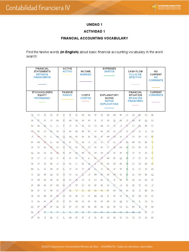 Find The Twelve Words (In English) About Basic Financial Accounting ...