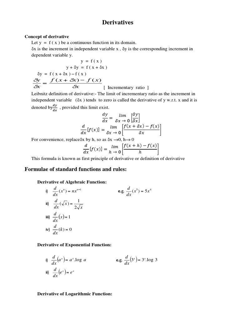 Deri - Notes | PDF | Derivative | Trigonometric Functions