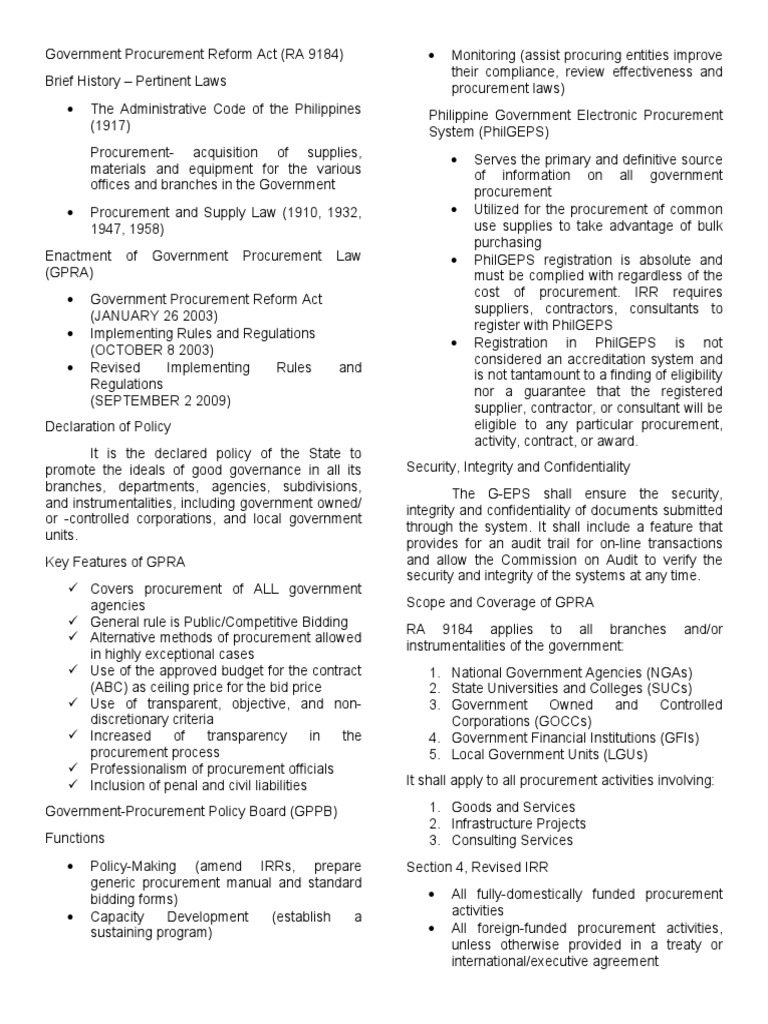 GPRA | PDF | Procurement | Policy