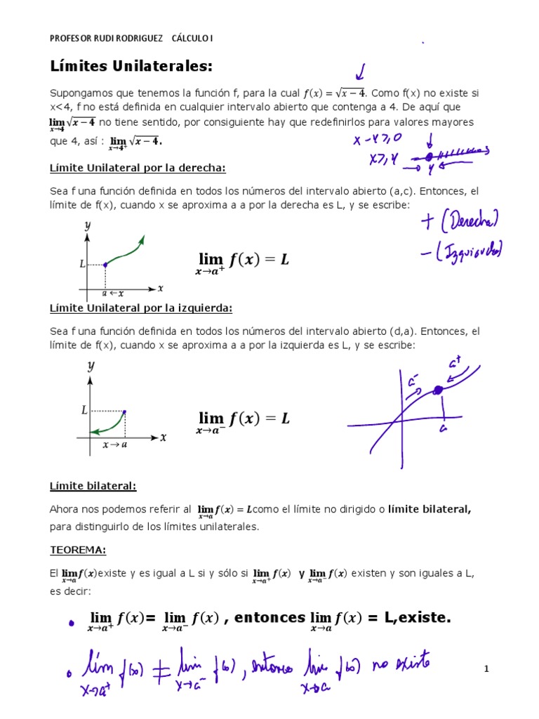 Limites Unilaterales | PDF | Intervalo (Matemáticas) | Enseñanza de ...