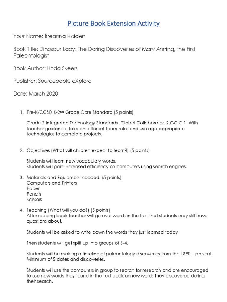 Picture Book Extension PDF | PDF | Paleontology | Dinosaurs