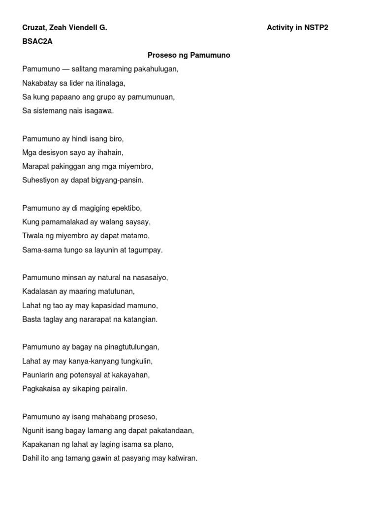 Pamumuno NSTP2 | PDF