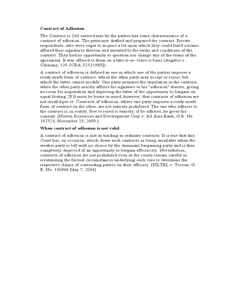 Contract of Adhesion | PDF