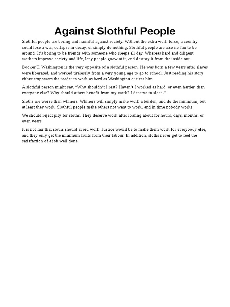 Against Slothful People | PDF