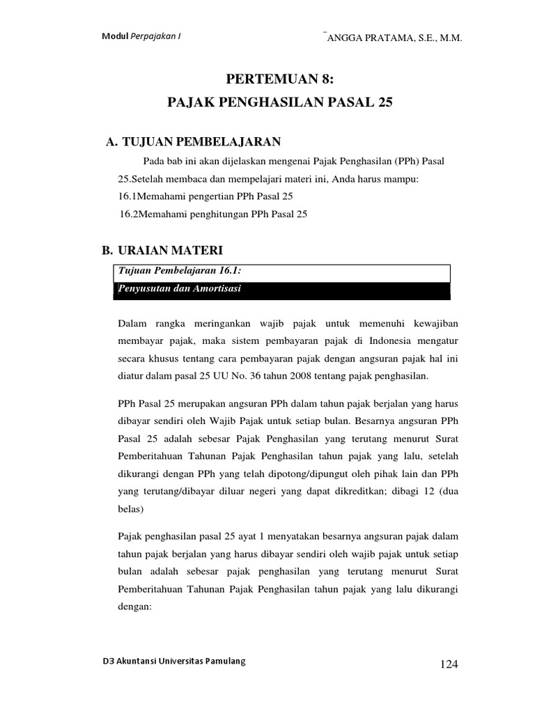 Pertemuan 8 - Pajak Penghasilan Pasal 25 | PDF