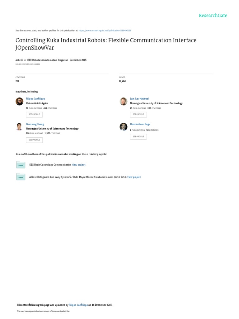 Kuka Robots: Open-Source Interface | PDF | Graphical User Interfaces | Transmission Control Protocol