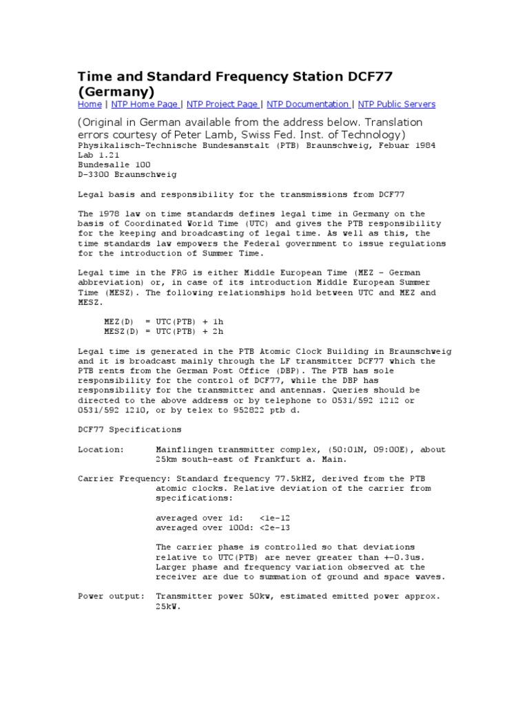 Time and Standard Frequency Station DCF77 | PDF | Antenna (Radio ...