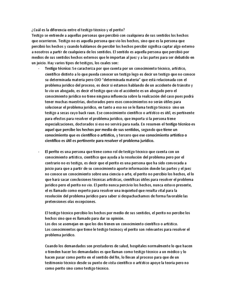 Diferencia Entre Testigo y Perito | PDF | Testigo experto | Victimologia