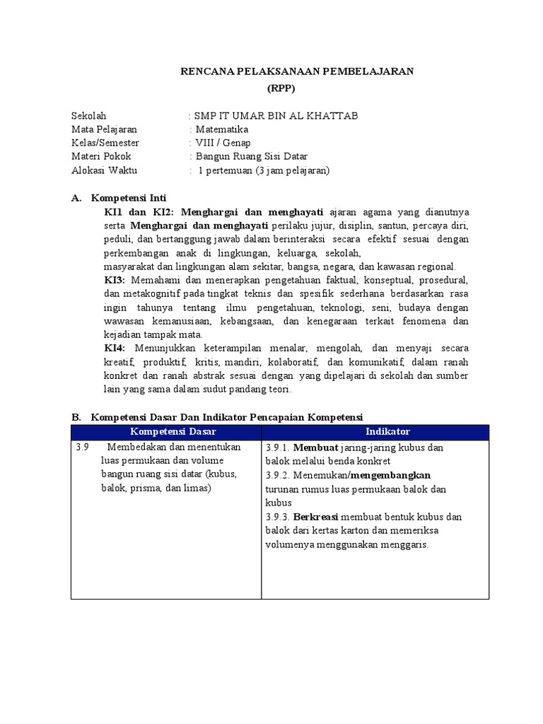 RPP Bangun Ruang-M. Jafar | PDF