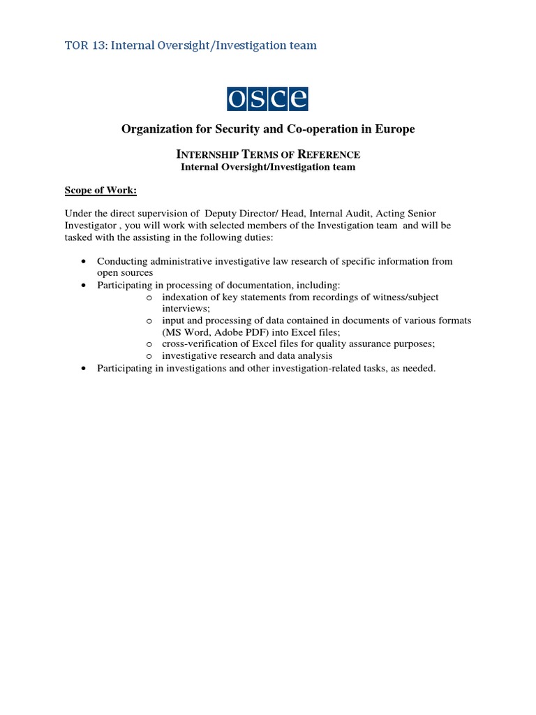 Internal Oversight-Investigation Team | PDF