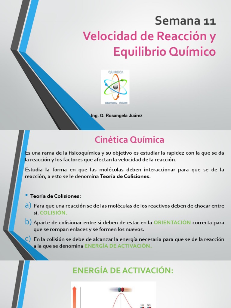 Semana 11, Velocidad de Reacción y Equilibrio Químico. | PDF | Cinética ...