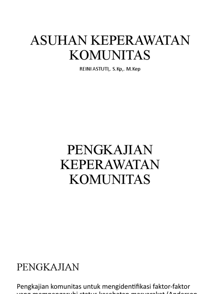 Pengkayaan Asuhan Keperawatan Komunitas | PDF