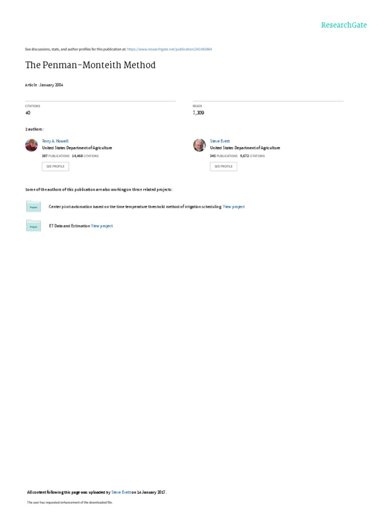 The Penman-Monteith Method: January 2004 | PDF | Evapotranspiration ...