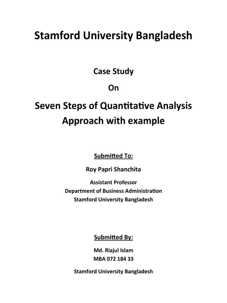 Seven Steps Quantitative Analysis Approach | PDF | Case Study | Coca Cola