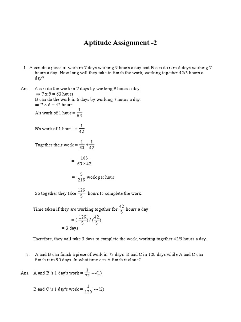 Aptitude Assignment - 2 | PDF | Speed | Physics