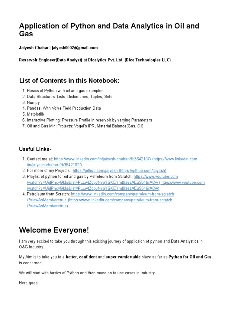 Application of Python and Data Analytics in Oil and GAs-1 | PDF ...