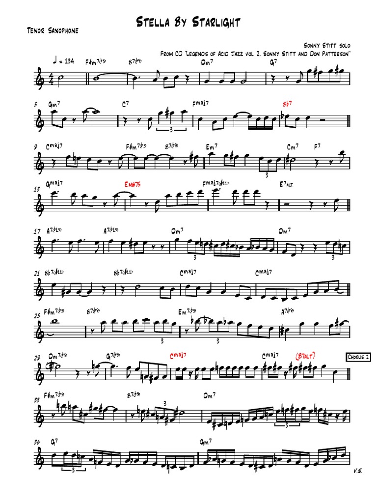 Stella by Starlight Sonny Stitt | PDF | Jazz | Saxophone