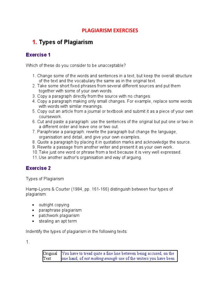 Understanding Types of Plagiarism | PDF | Essays | Plagiarism