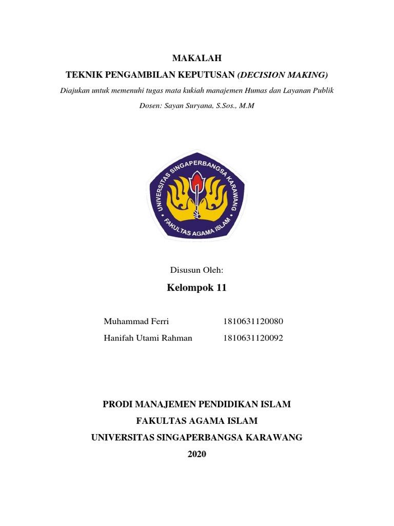 Teknik Pengambilan Keputusan | PDF | Karier & Perkembangan