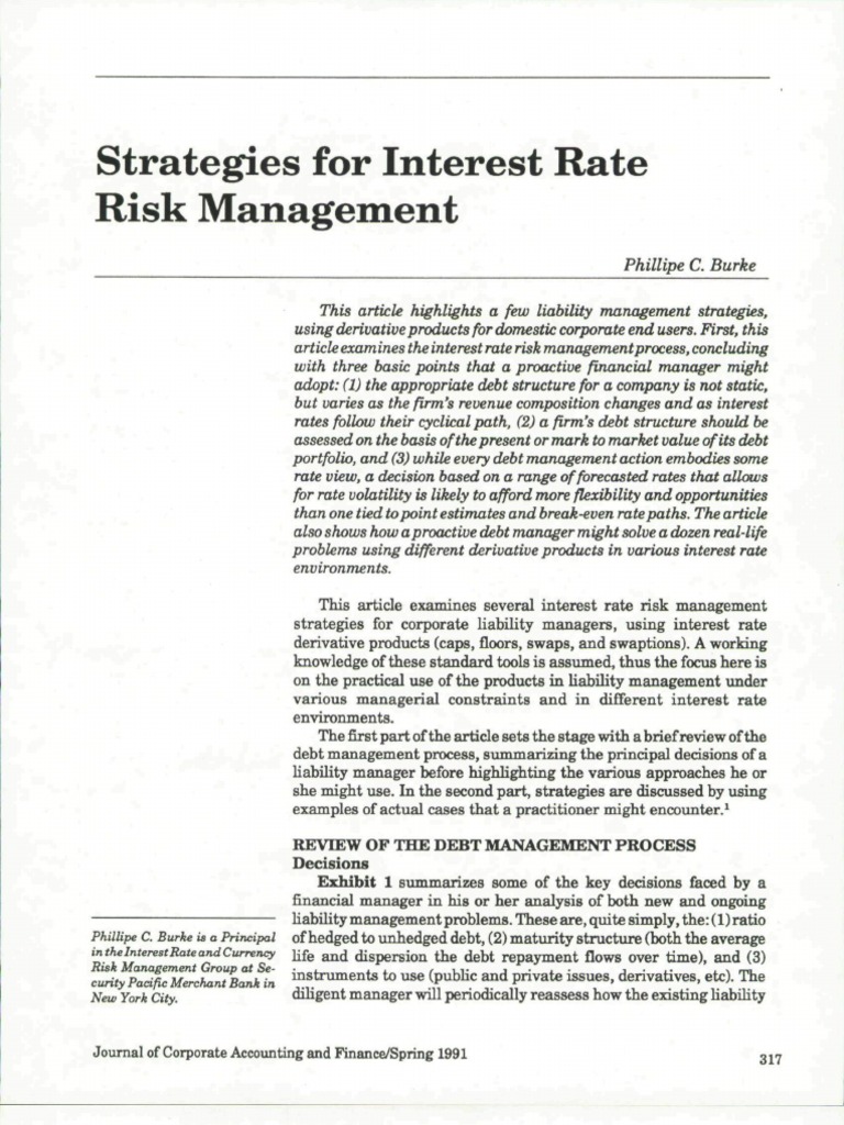 Strategies For Interest Rate Risk Management | PDF | Swap (Finance ...