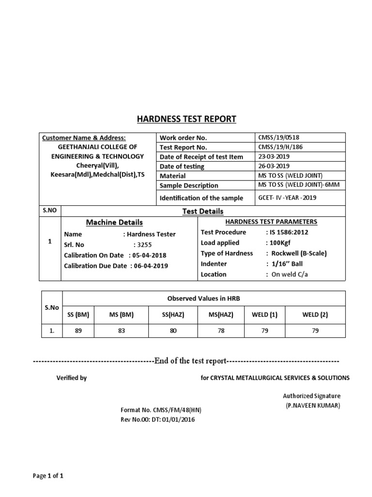 Hardness Sfdsgmall Sample - 2 | PDF