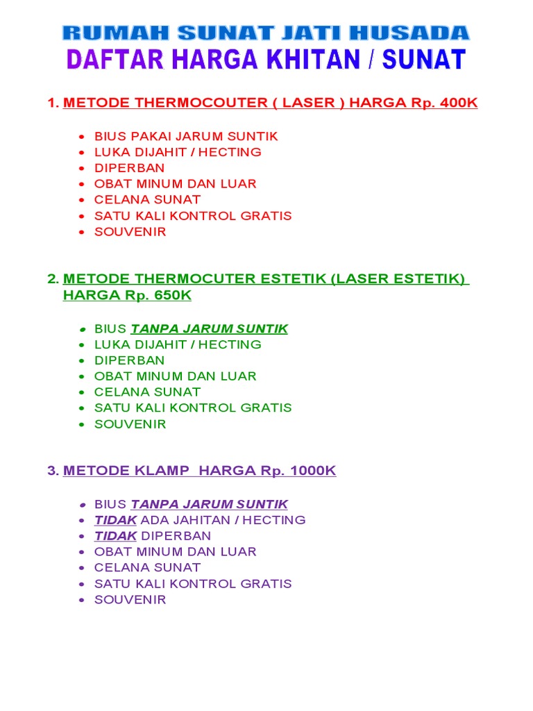 Daftar Harga Sunat | PDF