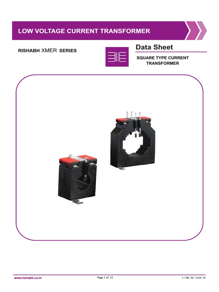Low Voltage Current Transformer: Data Sheet | PDF | Electrical ...