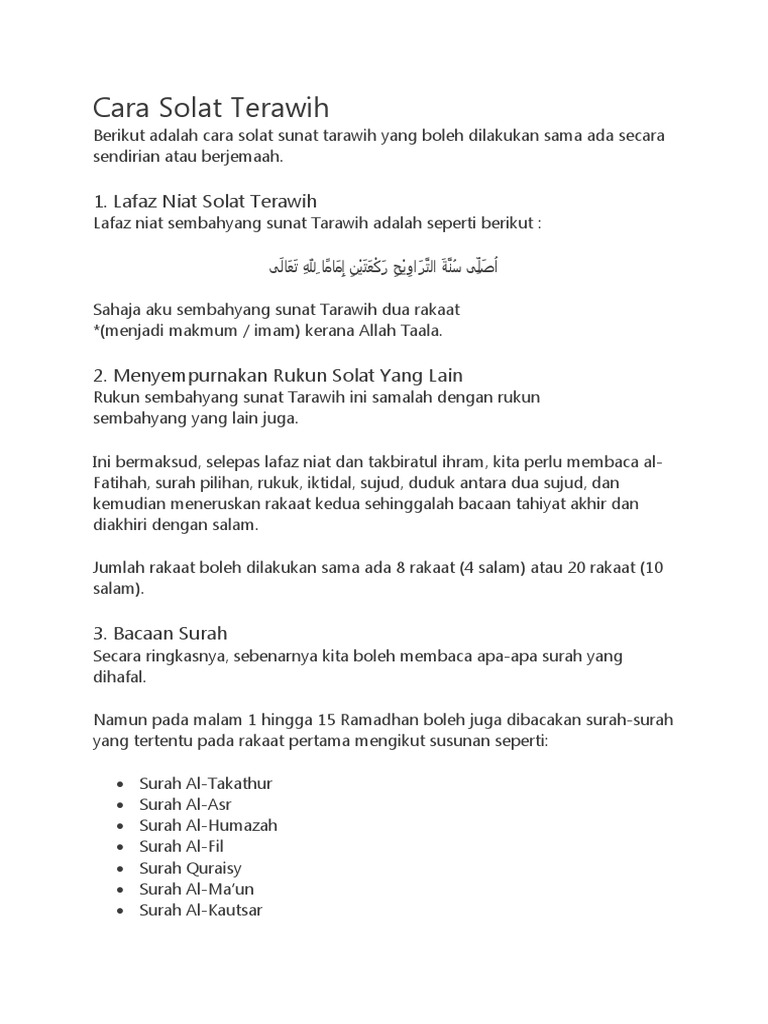 Cara Solat Terawih | PDF