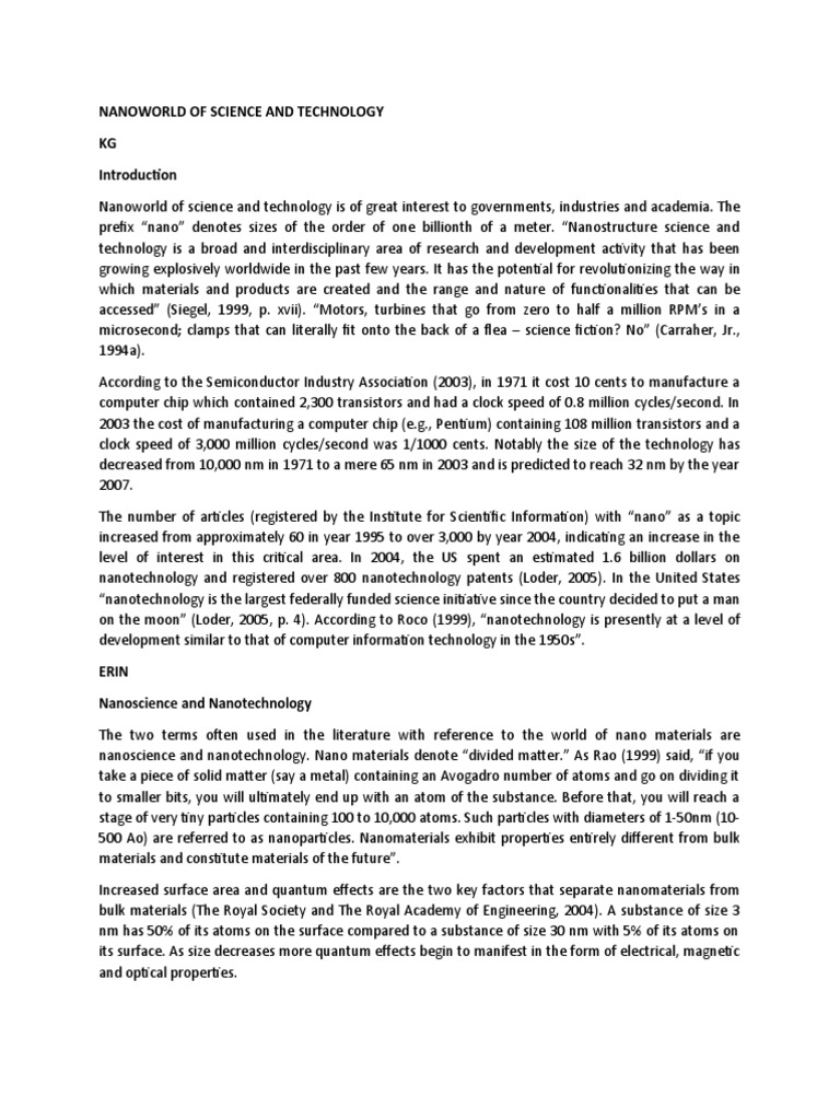 Nanoworld of Science and Technology | PDF | Nanotechnology | Nanomaterials