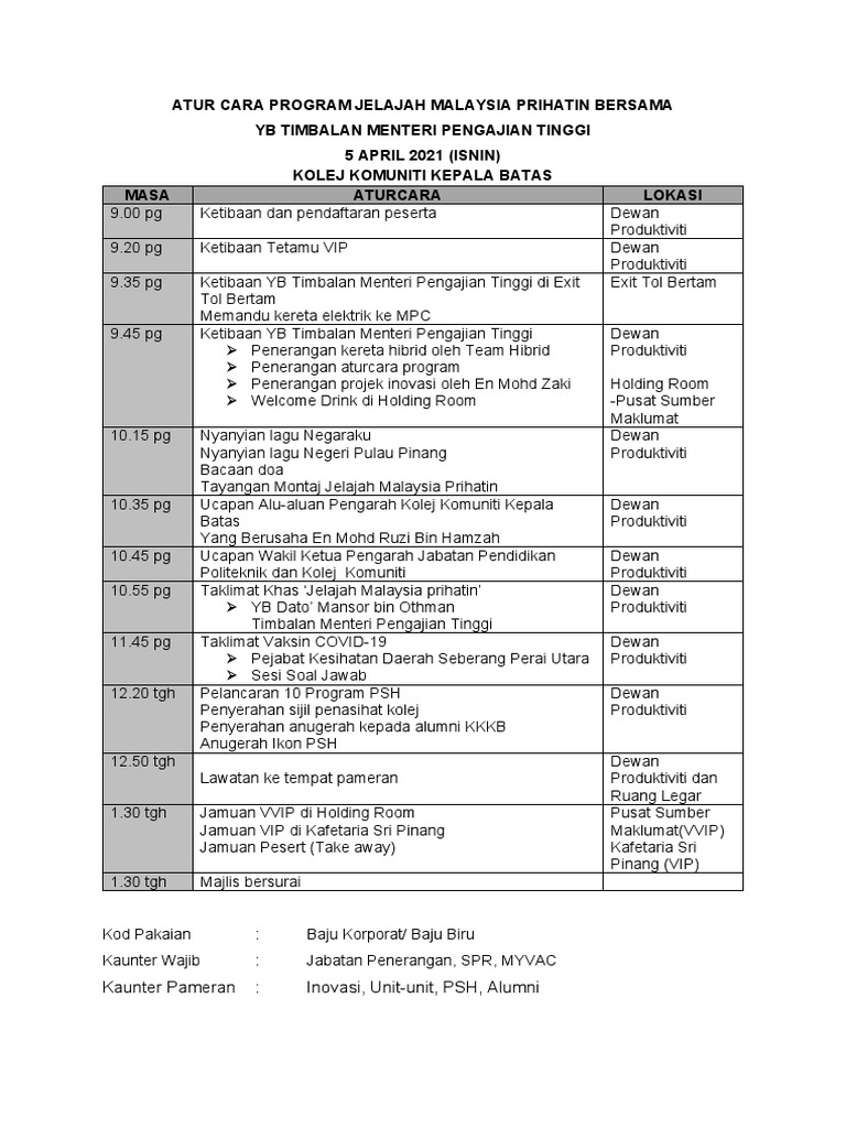 Contoh Tentatif Program | PDF