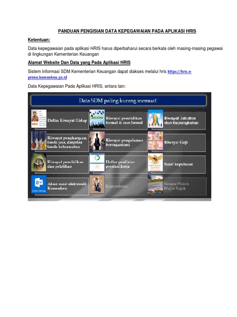 Panduan Pengisian Data Kepegawaian Pada Aplikasi Hris | PDF