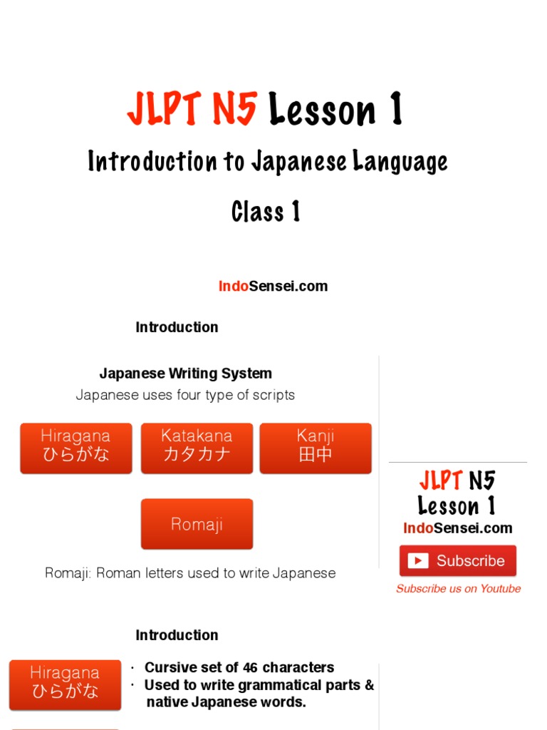 JLPT N5 Online Course Study Material For Lesson 1, Class 1 | PDF ...