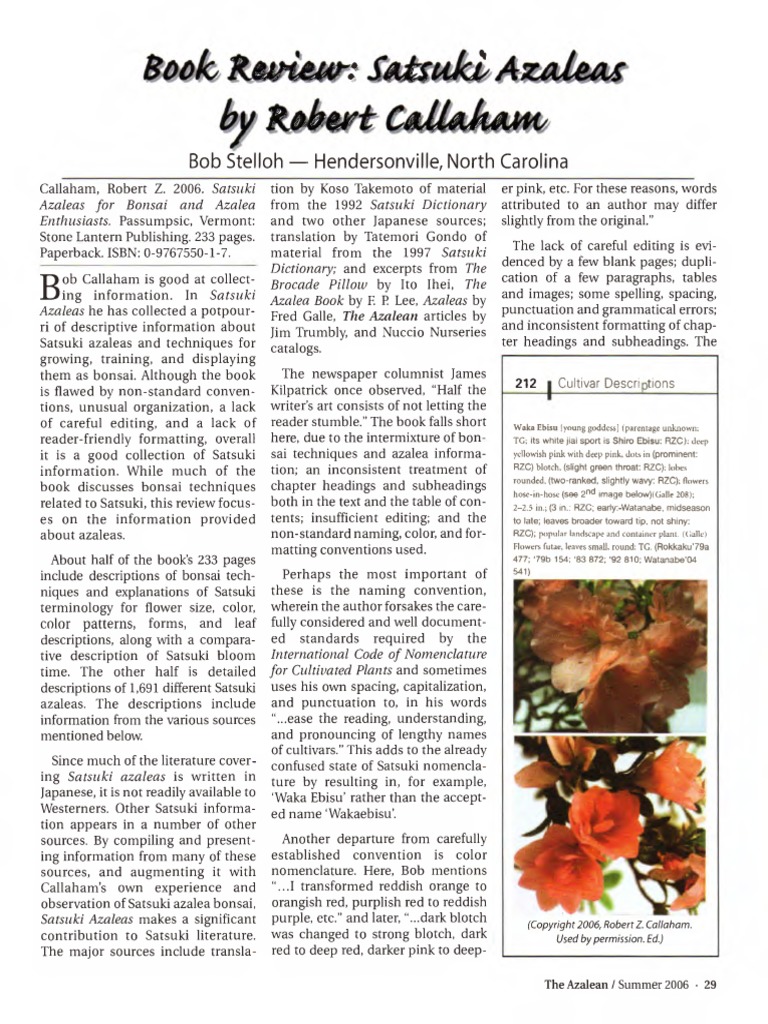 Satsuki: Book Itepieot: Azaleas by A, T | PDF | Books